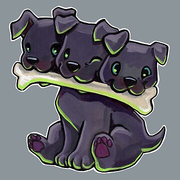 "Baby Cerberus " Sticker for Sale by ArtOfBianca | Redbubble