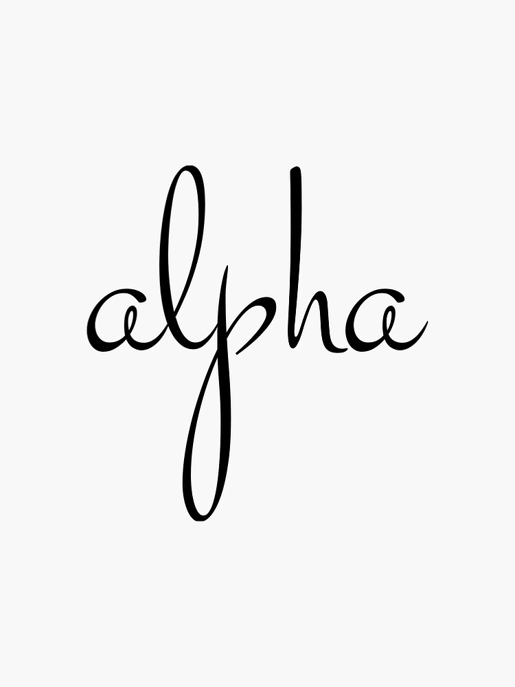 "Alpha Black Script" Sticker for Sale by isabellamwilson | Redbubble
