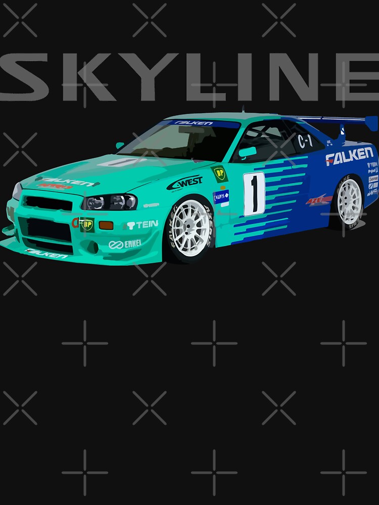 "Nissan Skyline R34 GT-R JGTC Race Car (BNR34) " T-shirt for Sale by ...