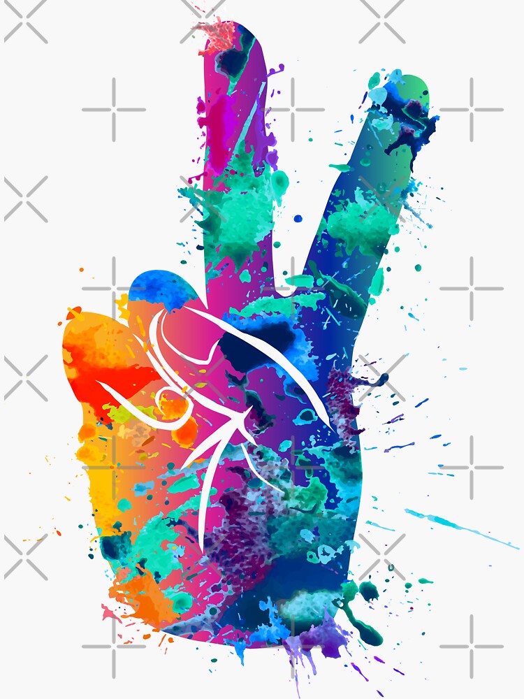 "Multi-color Rainbow Peace Fingers Symbol" Sticker by yougalore | Redbubble