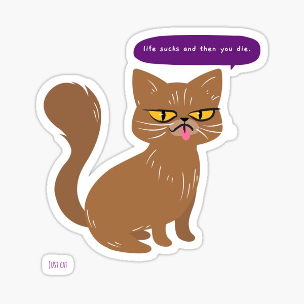 "Dark Humor Cat - Funny Design" Sticker by danielotto | Redbubble