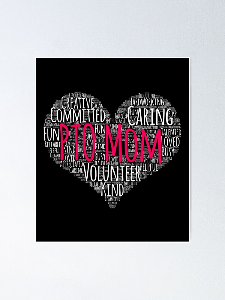 "PTO Mom School Volunteer Word Art Heart" Poster by SVShare | Redbubble