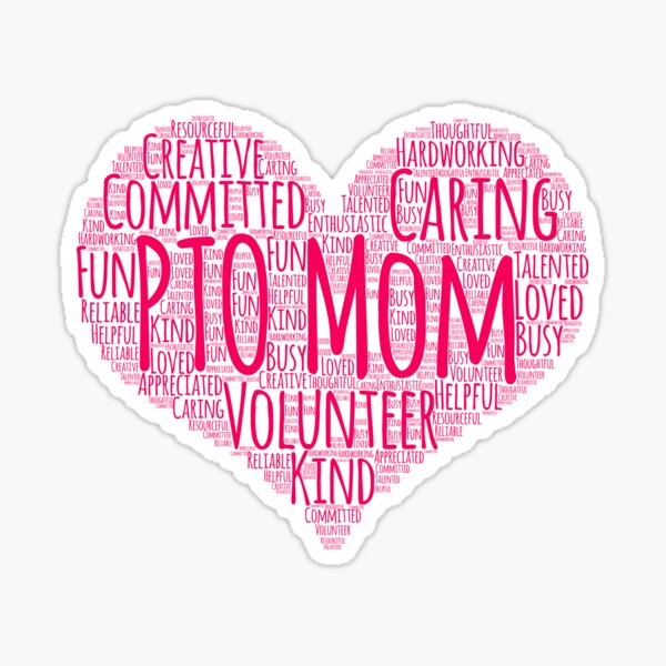 "PTO Mom School Volunteer Word Art Heart" Sticker for Sale by SVShare ...