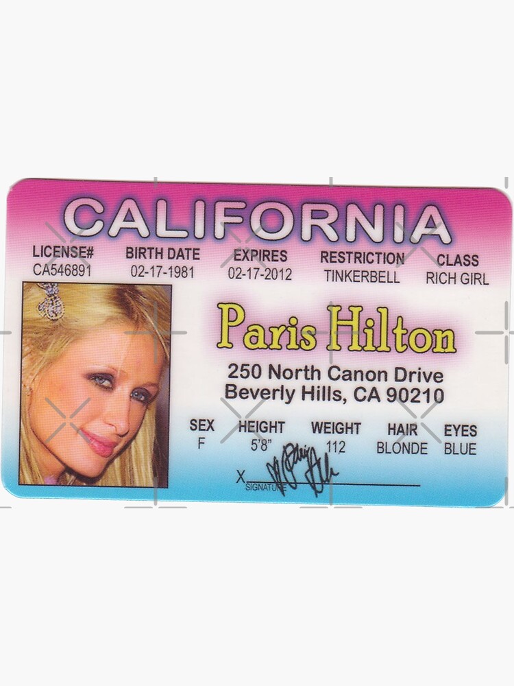 "Paris Hilton ID" Sticker for Sale by kellerwalls | Redbubble