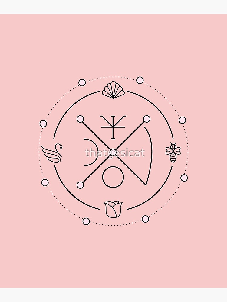 "Venus Aphrodite Symbol Sigil Black/Rose Quartz" Mounted Print for Sale ...