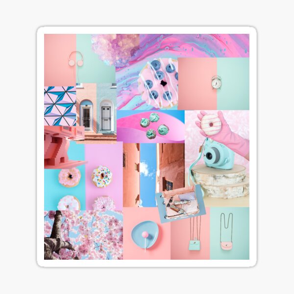"Pastel Pink and Blue Collage" Sticker for Sale by neonlover | Redbubble