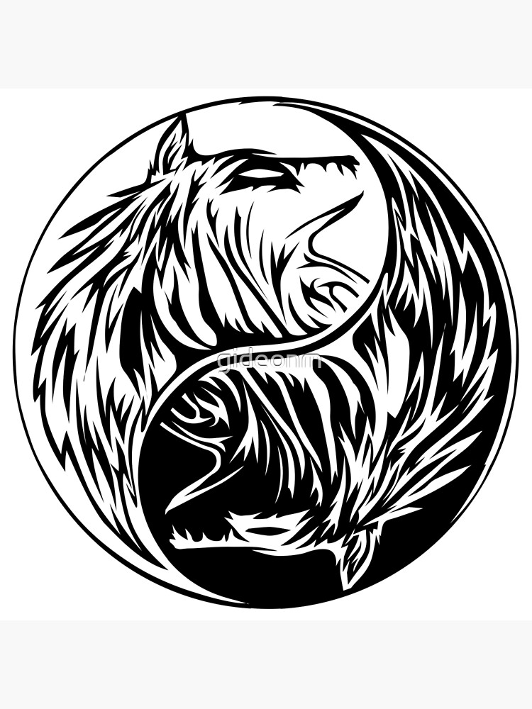 "two wolves that form yin yang shirt design" Poster for Sale by gideonm ...