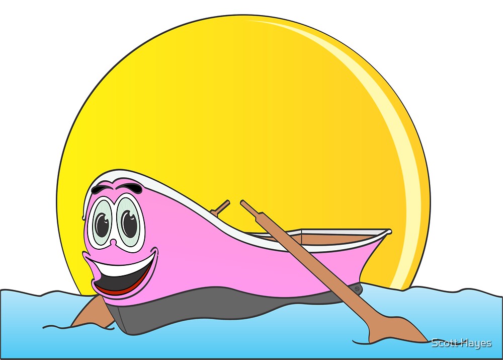 "Pink Row Boat Cartoon" by Graphxpro | Redbubble