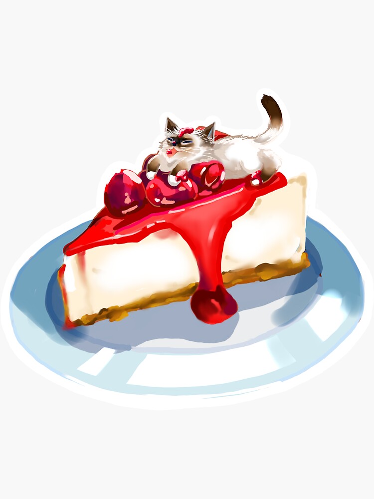"Cheesecake Cat" Sticker for Sale by AsukaYoungArt | Redbubble