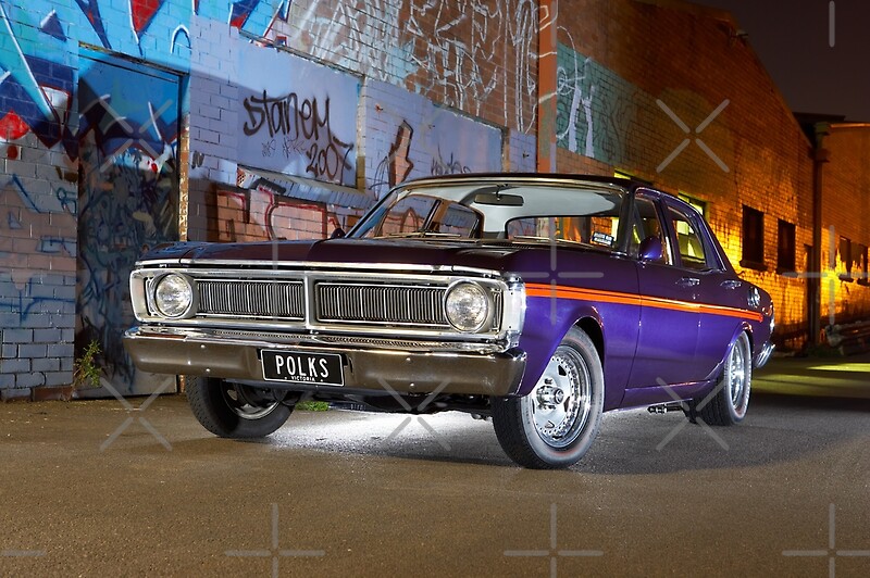 "Purple Ford Falcon XY at night" by John Jovic | Redbubble