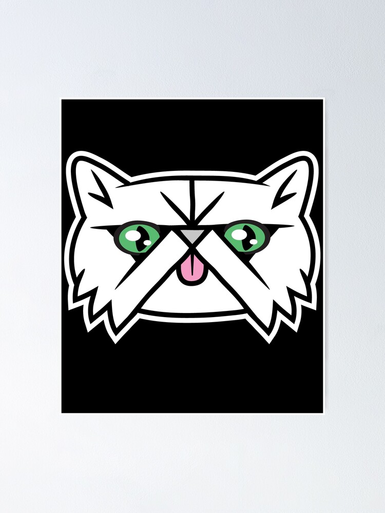 "Smooshed Face White Persian Kitty cat with green eyes" Poster by ...