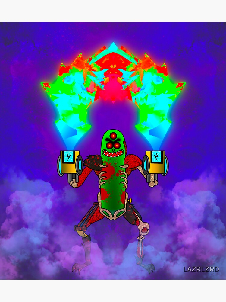 "Cyborg Pickle Rick" Sticker for Sale by LAZRLZRD | Redbubble