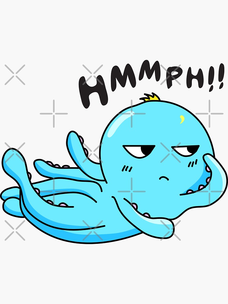 "Grumpy Octopus: "Hmmph!"" Sticker by icyflames | Redbubble