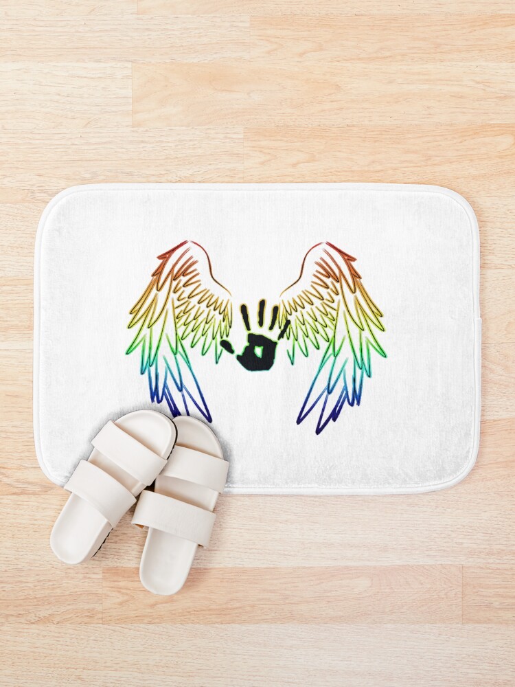 "Supernatural: Rainbow Angel Wings With Handprint" Bath Mat for Sale by ...
