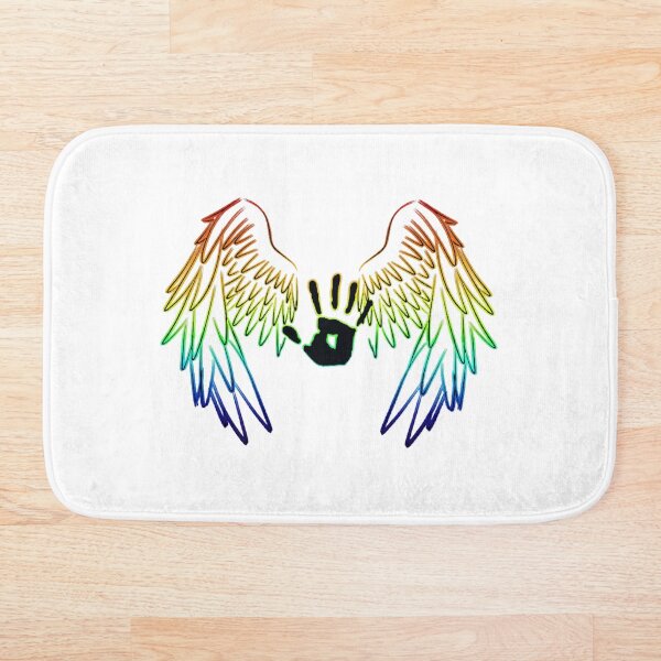 "Supernatural: Rainbow Angel Wings With Handprint" Bath Mat for Sale by ...