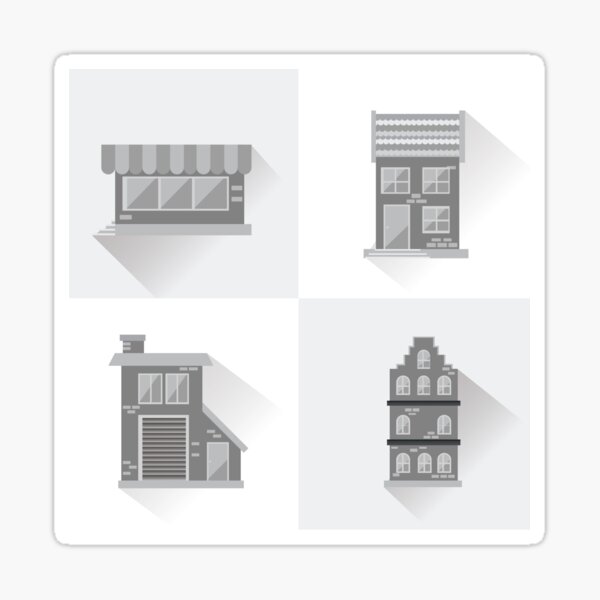 "Seamless grayscale pattern with old historic buildings" Sticker for ...