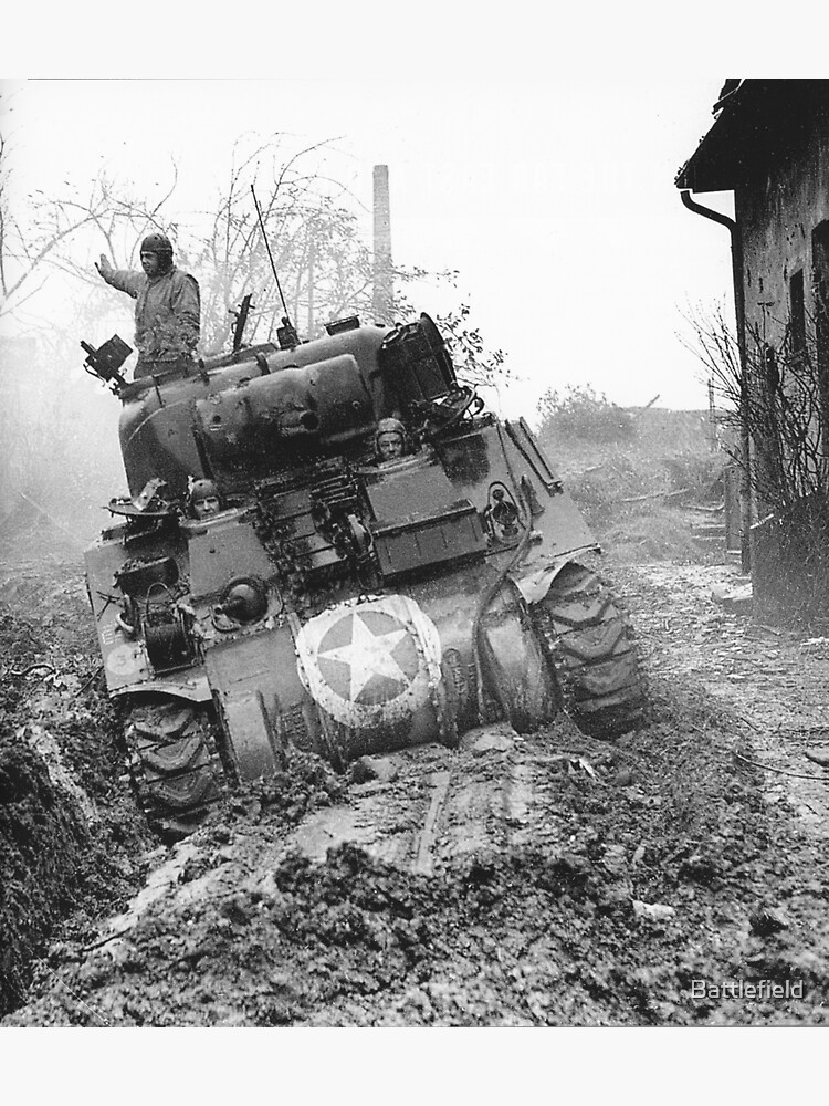 "Sherman WW2 American Tank Stuck in the Mud in Germany 1945 Wartime ...