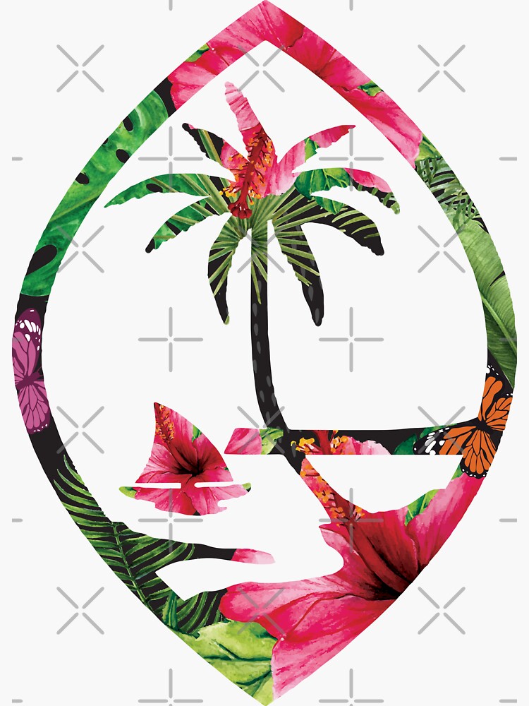 "Guam Seal floral design " Sticker for Sale by aangoco | Redbubble