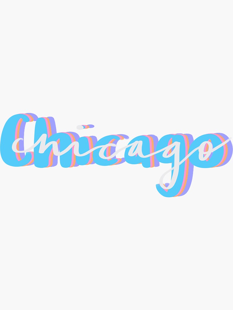 "CHICAGO CURSIVE STICKER" Sticker for Sale by elliebentonn | Redbubble