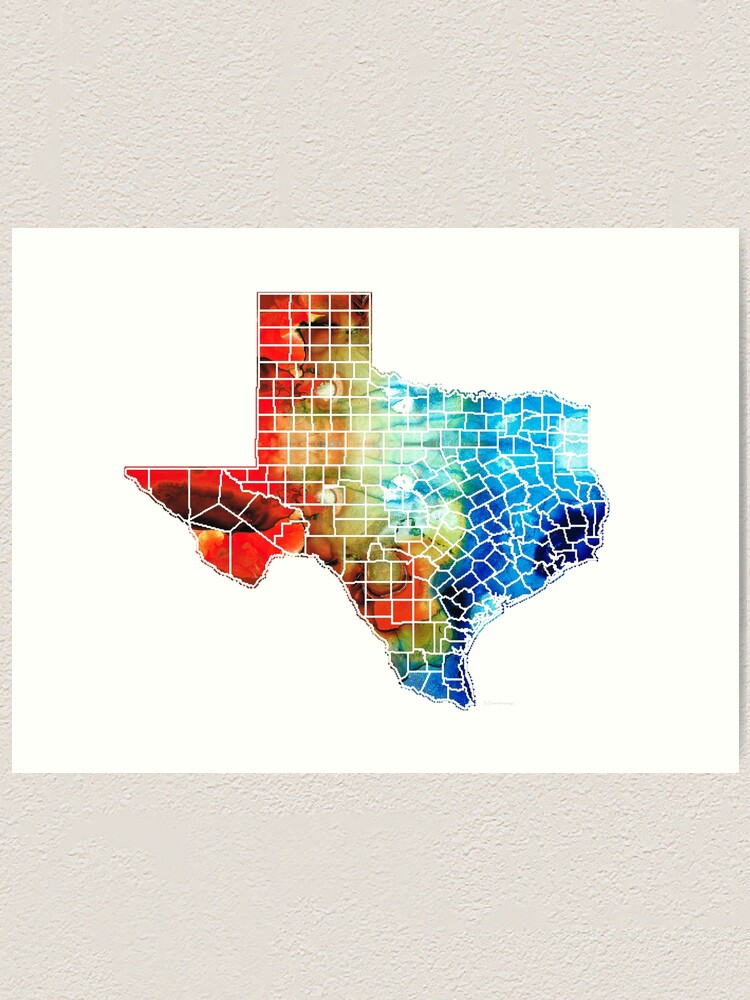 "Texas Map - Counties By Sharon Cummings" Art Print by SharonCummings ...