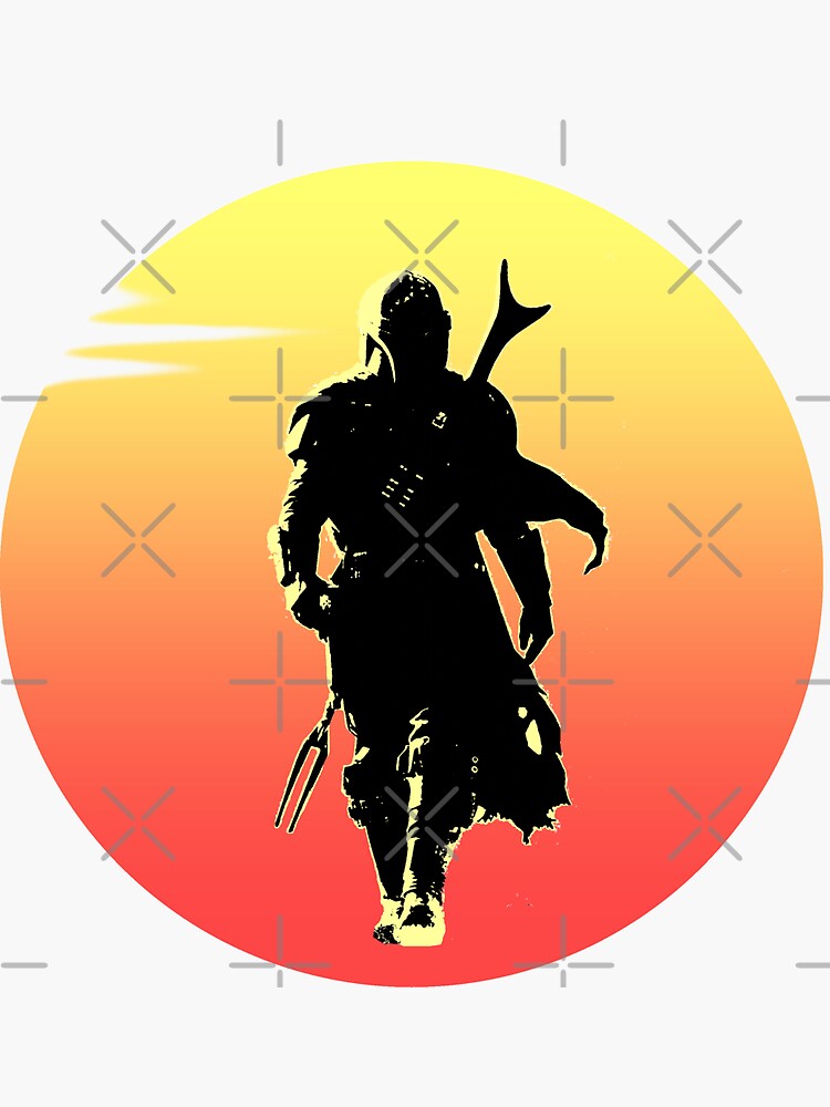 "Mando Sunset Silhouette " Sticker for Sale by Elizabeth-Wier | Redbubble
