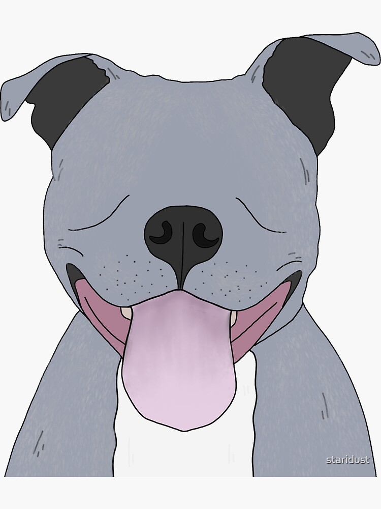 "Blue Pitbull Drawing Outline" Sticker for Sale by staridust | Redbubble