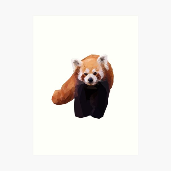 "Red Panda Low Poly Geometric Triangles, Endangered Animal Art" Art ...