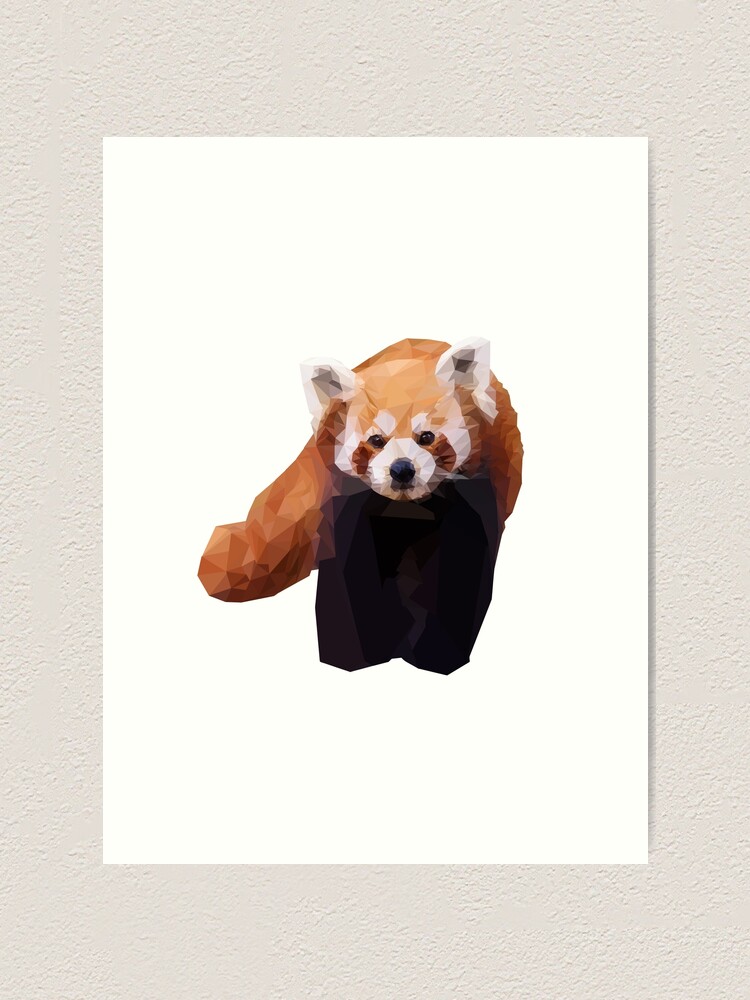 "Red Panda Low Poly Geometric Triangles, Endangered Animal Art" Art ...