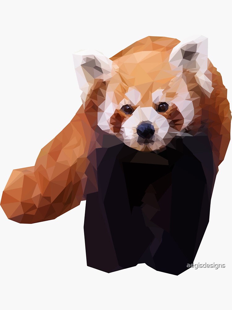 "Red Panda Low Poly Geometric Triangles, Endangered Animal Art" Sticker ...