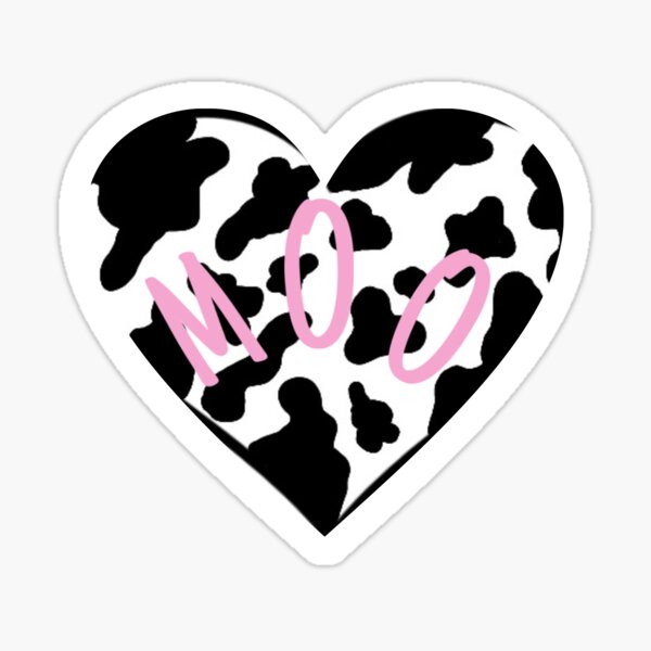 "Cow print Moo heart " Sticker for Sale by retroaesthetics | Redbubble
