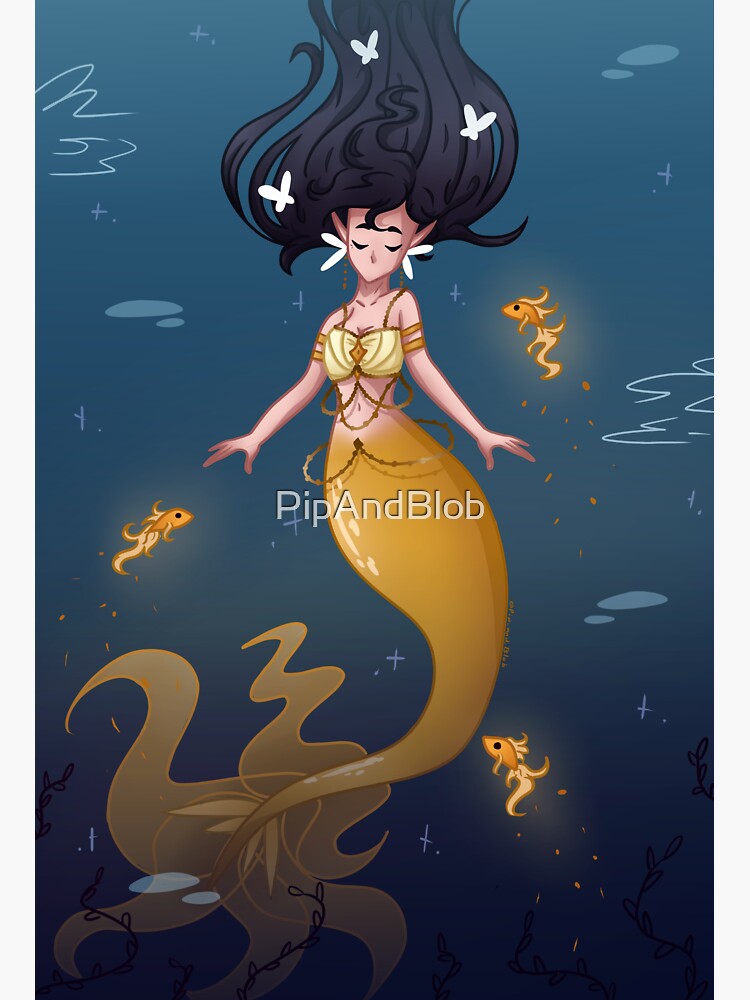 "Goldfish Mermaid" Sticker for Sale by PipAndBlob | Redbubble