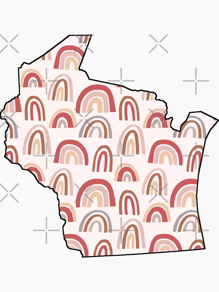 "Rainbow Wisconsin Outline" Sticker for Sale by annxva | Redbubble