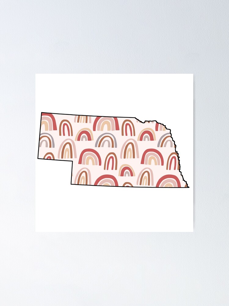 "Rainbow Nebraska Outline" Poster by annxva | Redbubble