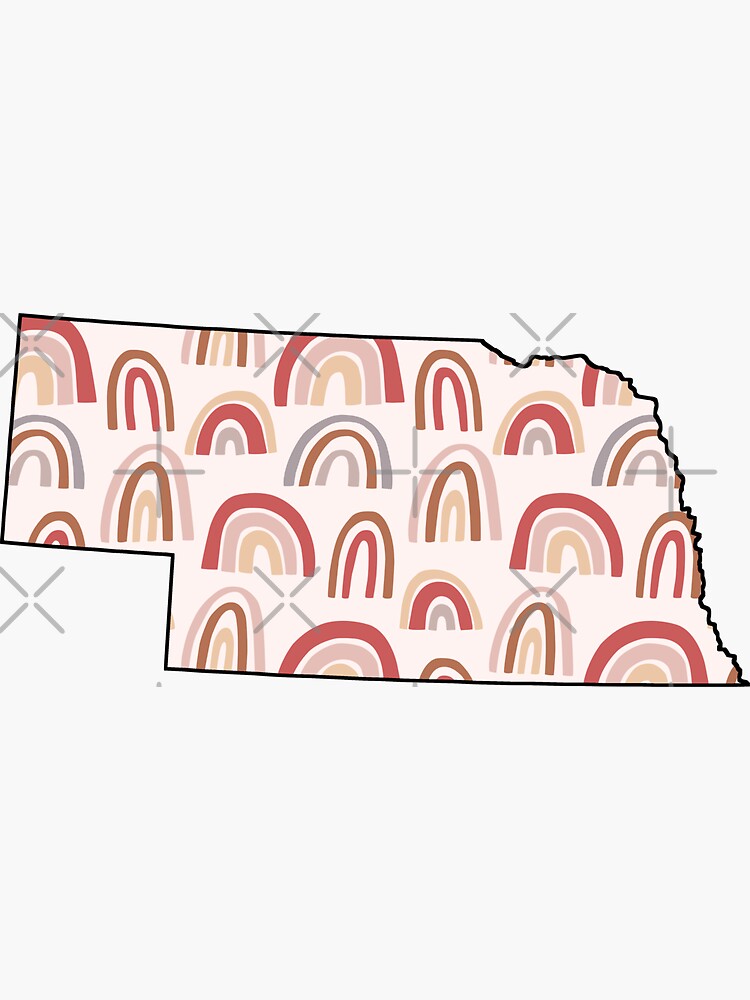 "Rainbow Nebraska Outline" Sticker by annxva | Redbubble