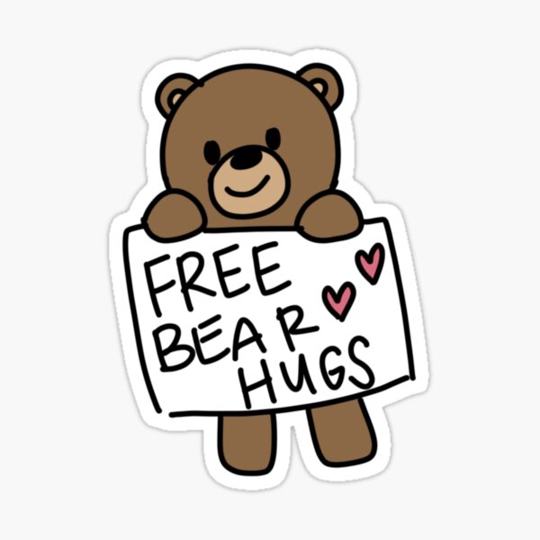 "free bear hugs" Sticker for Sale by jaquemv | Redbubble