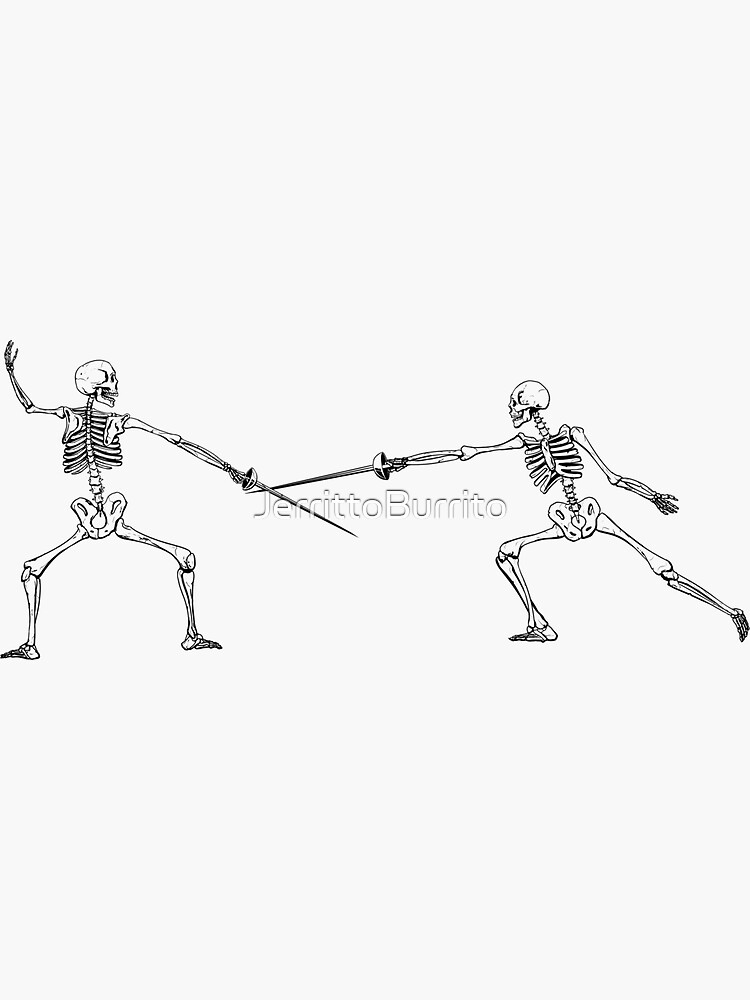 "Skeletons Fencing" Sticker for Sale by JerrittoBurrito | Redbubble