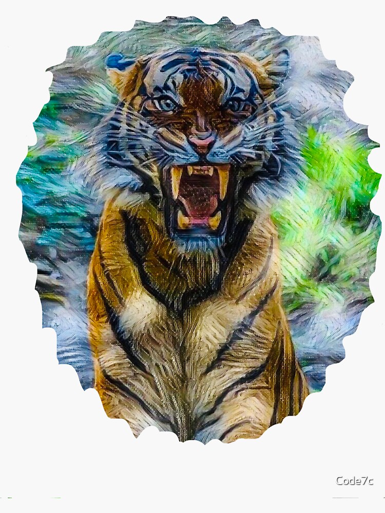 "ANGRY TIGER" Sticker for Sale by Code7c | Redbubble
