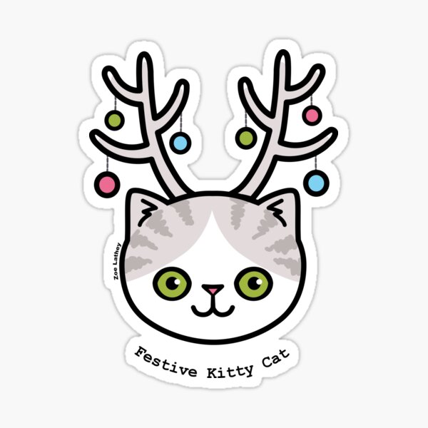"Festive Kitty Cat" Sticker for Sale by zoel | Redbubble