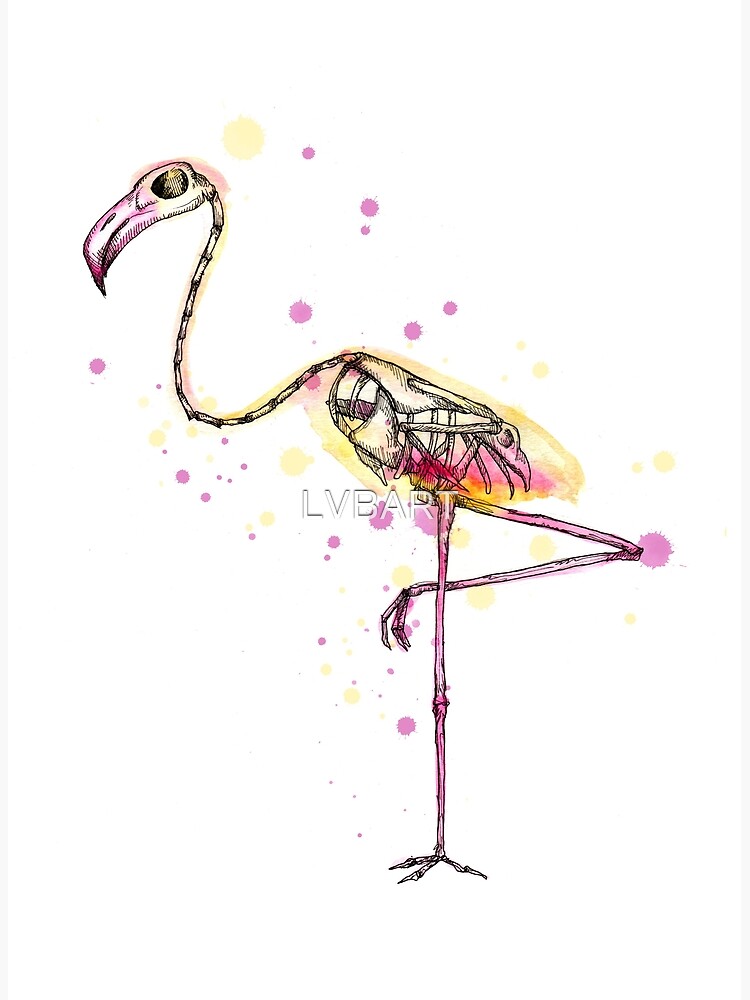 "Flamingo Skeleton" Poster by LVBART | Redbubble