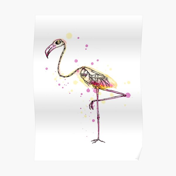 "Flamingo Skeleton" Poster by LVBART | Redbubble