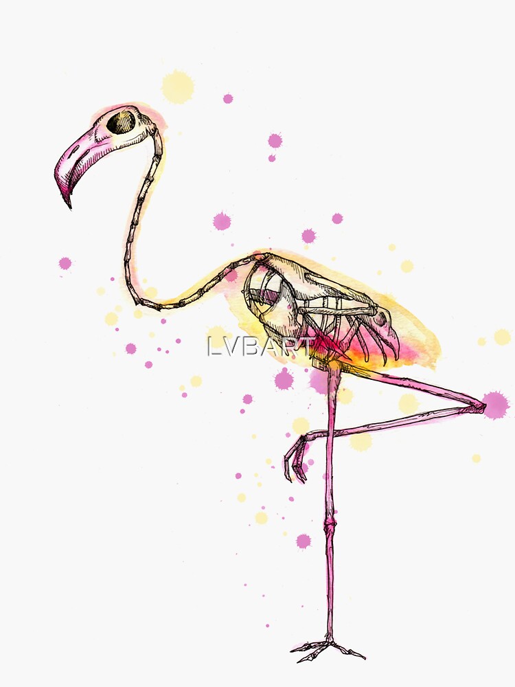 "Flamingo Skeleton" Sticker for Sale by LVBART | Redbubble