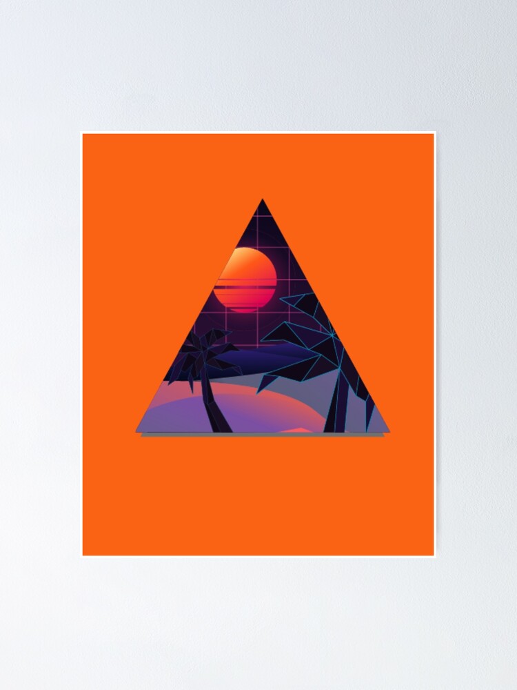 "Triangle Beach Sunset Retrowave Vintage 80s Vaporwave Gift" Poster for ...