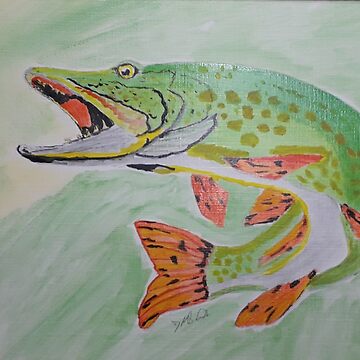 "Fresh water Pike Face Mask" Sticker for Sale by Wildlifefashion ...