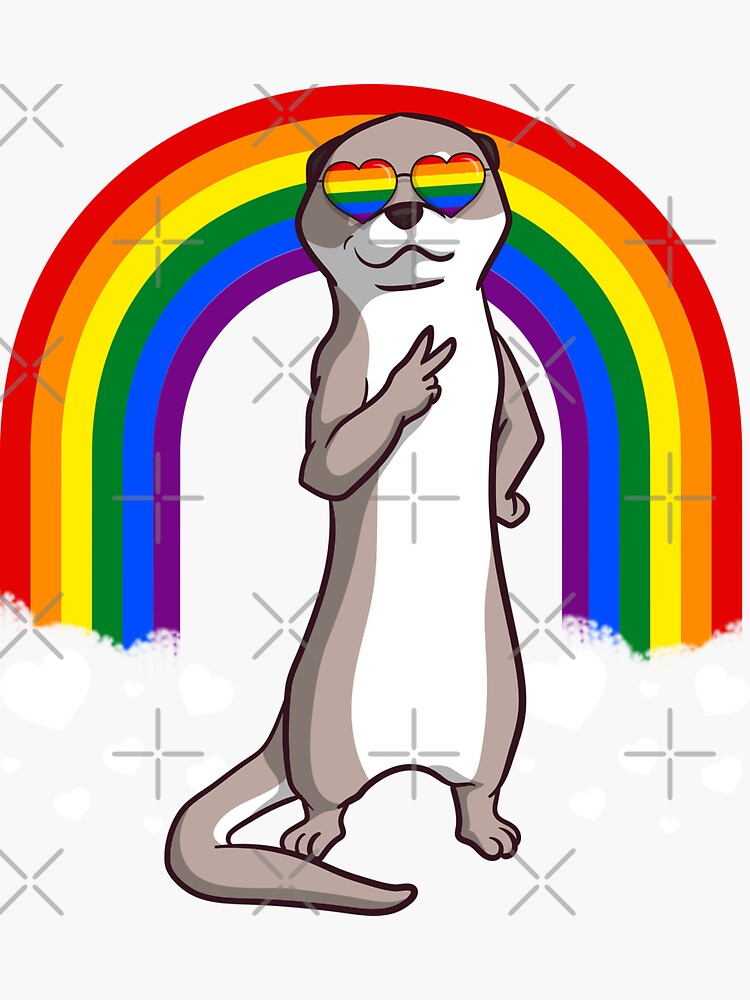"Gay Pride Otter LGBT Rainbow" Sticker by fatamyfan1 | Redbubble