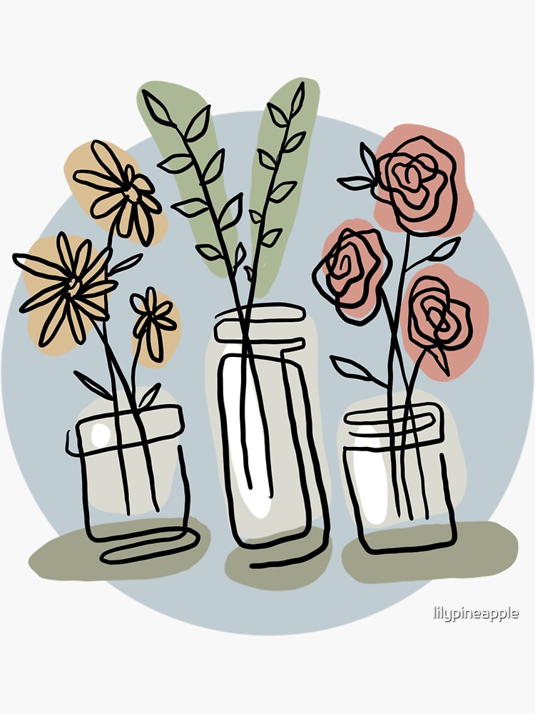 "Minimalist flowers" Sticker for Sale by lilypineapple | Redbubble