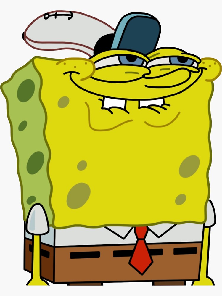 "Smirking Spongebob meme" Sticker by Perzikman1 | Redbubble