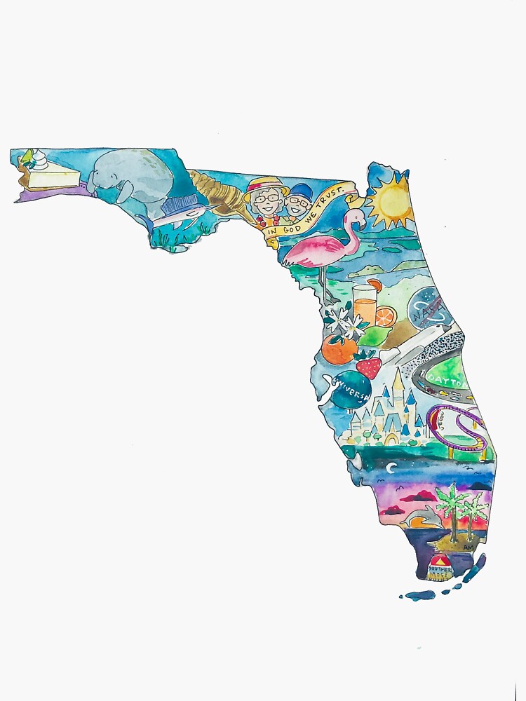 "Florida - The Sunshine State" Sticker by Andreamaceacher | Redbubble