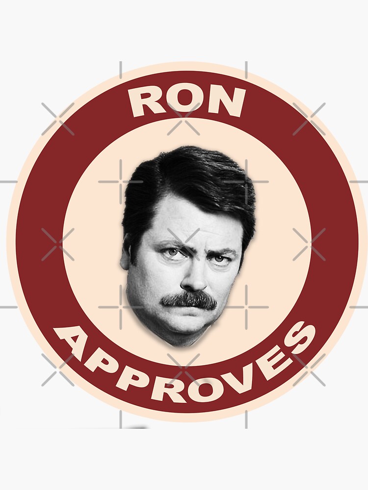 "Ron Approves - Parks and Recreation" Sticker for Sale by DuffinDavid24 | Redbubble