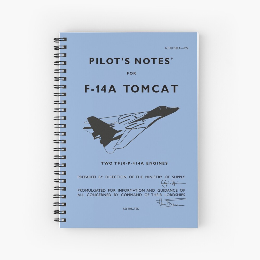 "Pilot's Notes for F-14 Tomcat" Spiral Notebook by Pilots-Notes | Redbubble