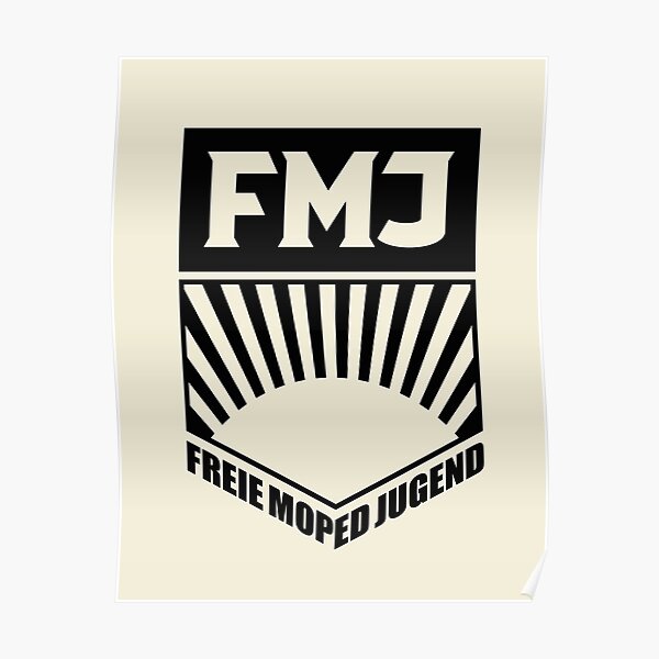 "FMJ - Free Moped Youth Logo (black)" Poster by GetThatCar | Redbubble